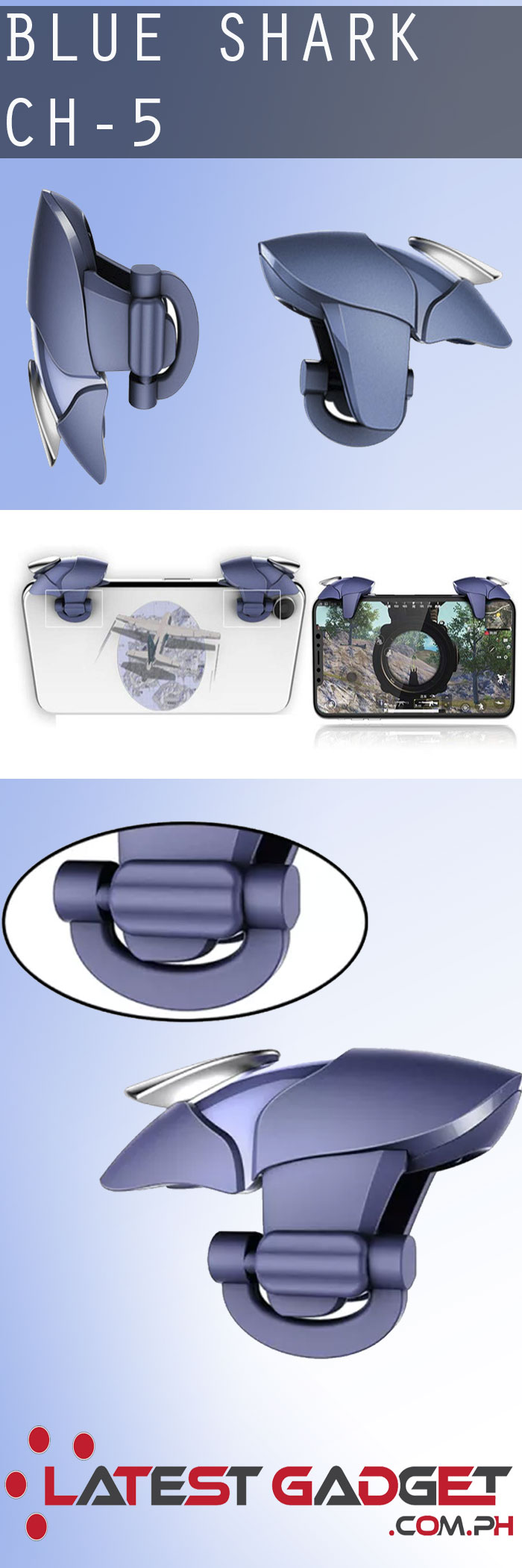 Blue Shark Mobile Game Controller – Blue – LatestGadget